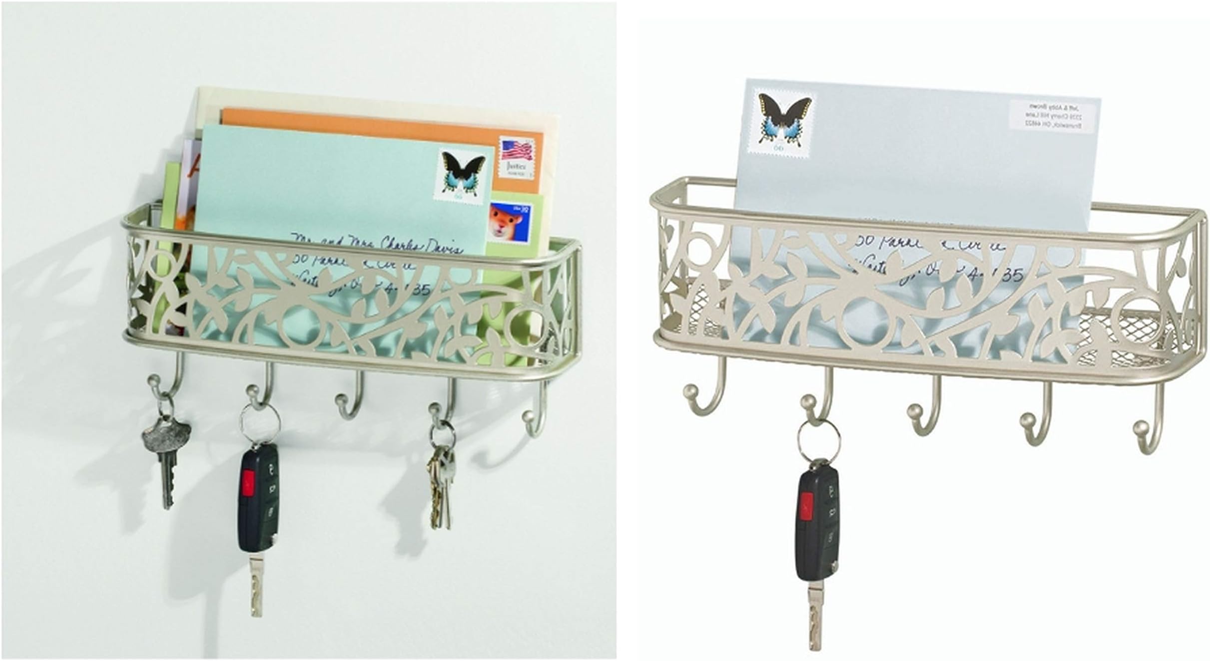 iDesign Wall Mounted Letter Rack, Metal Key Holder for Wall with 5 ...