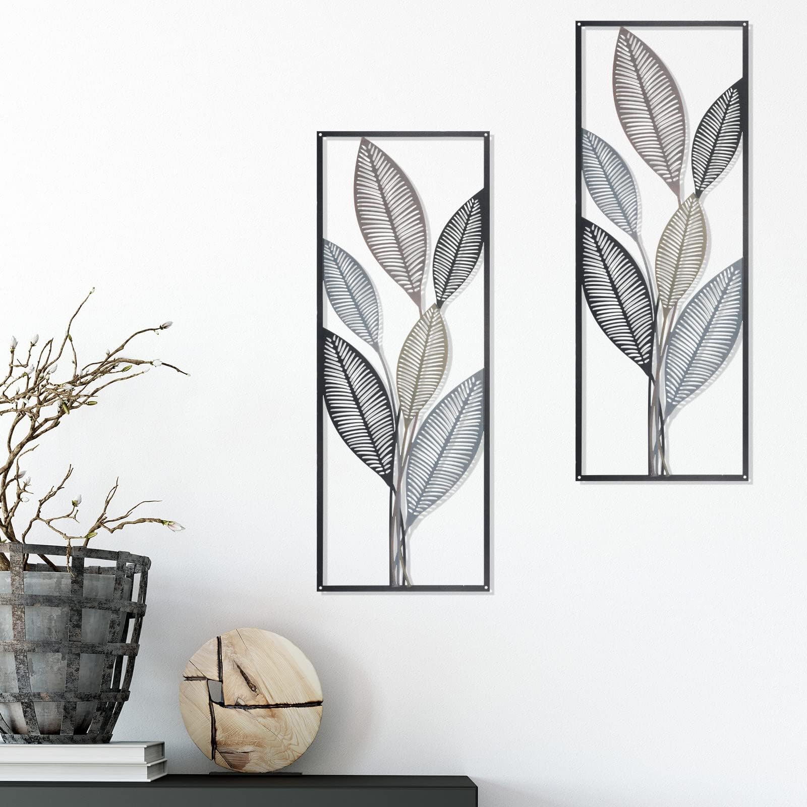 Amazon.com: Yexiya 2 Pcs 15.7" Small Metal Wall Art Modern Abstract ...