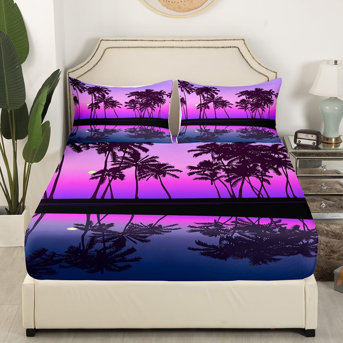 Juego de sábanas tropicales de palmera, tamaño King, juego de ropa de ...