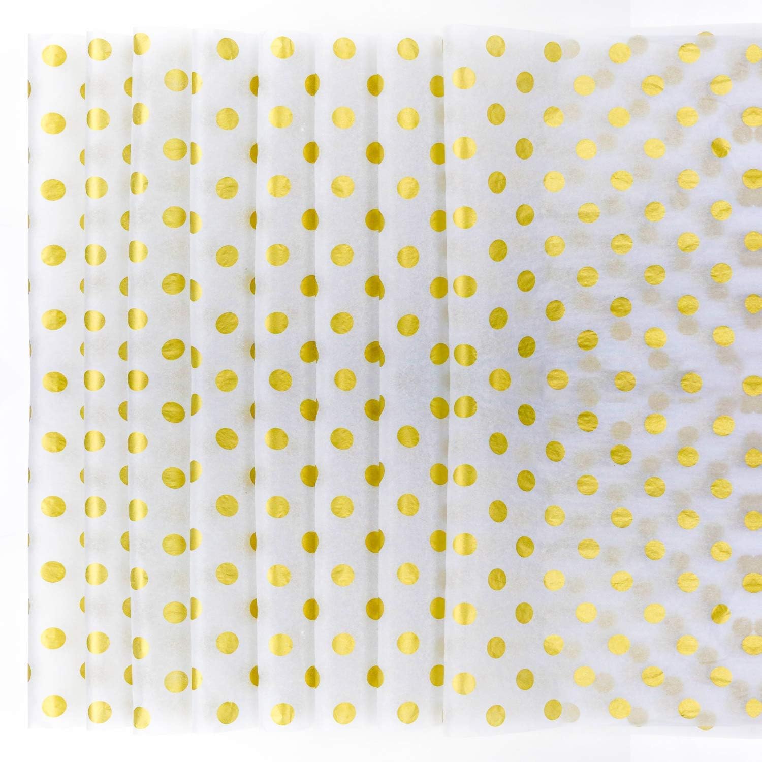 Amazon.com: Teemico 50 Sheets Polka Dots Tissue Paper Gold Foil Dot ...
