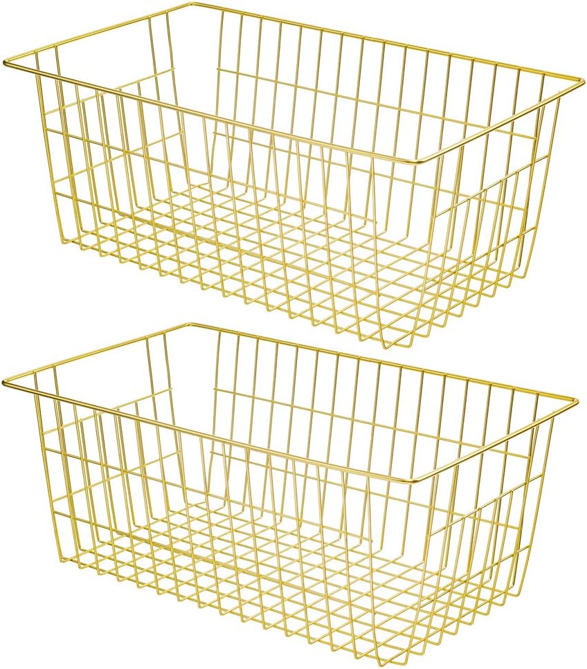 Amazon.com - Wire Baskets, Gold 2 Pack Wire Basket, Organizing Storage ...