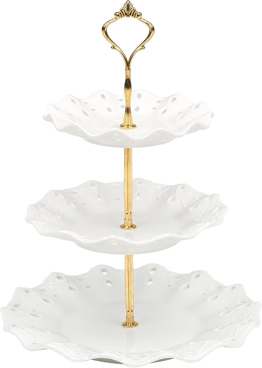 Amazon.com: 3 Tier Vintage Style White Ceramic Dessert Cupcake Display ...