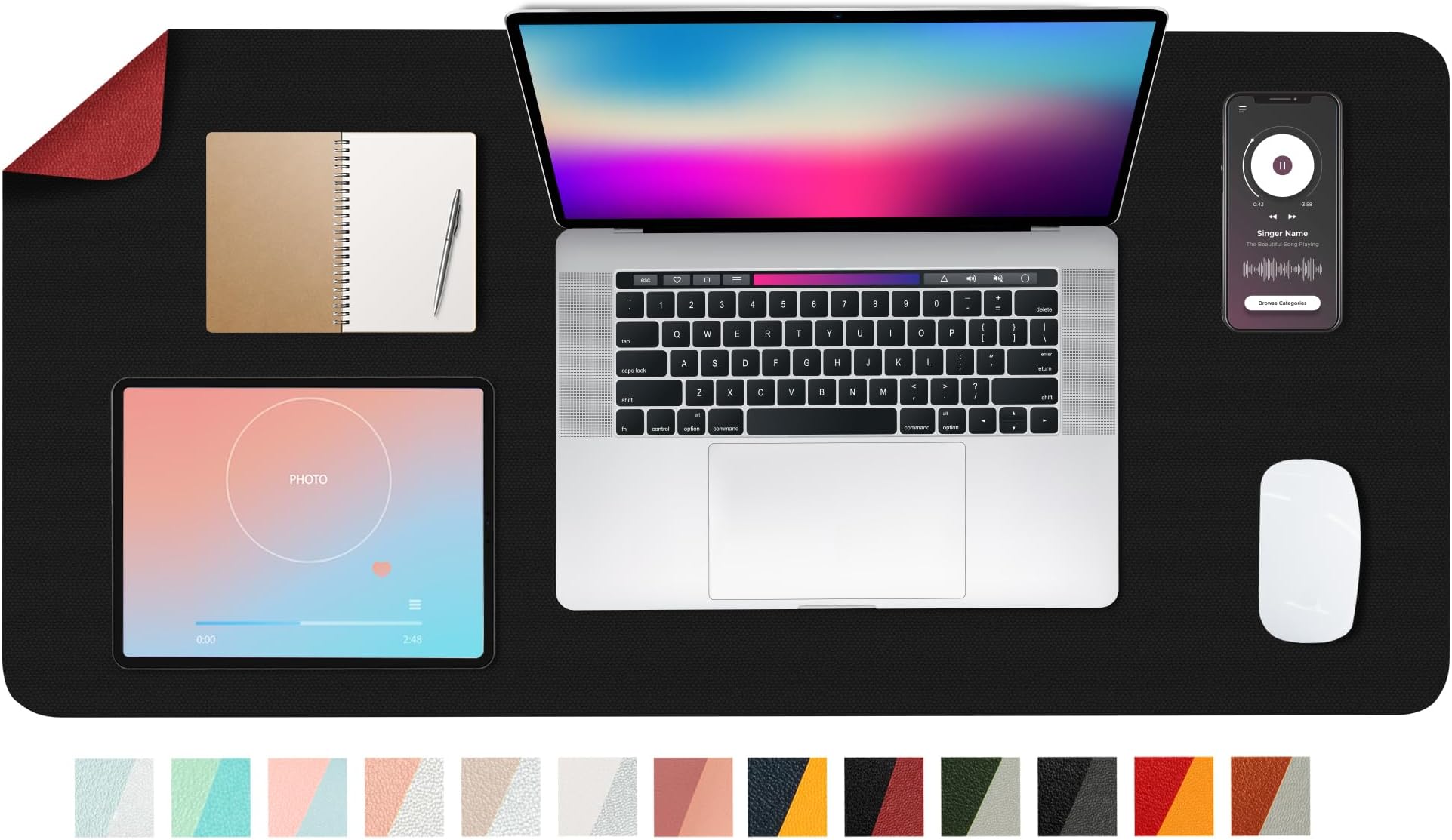 EAGZFFI PU Leather DeskPad,Dual Side Desk pad,Office Desk Mat,Dual ...