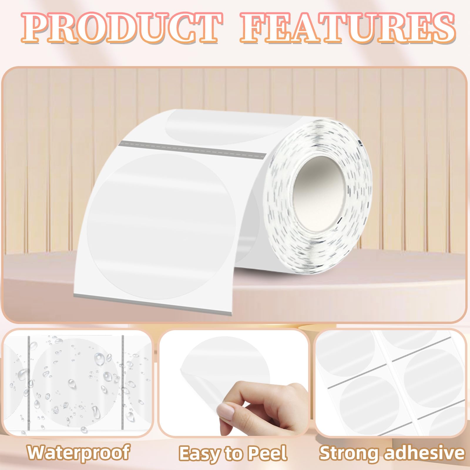 Snapklik.com : 3Transparent Thermal Label,Round Self-Adhesive Direct ...