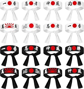 Amazon.com: Xtinmee 16 Pcs Japanese Headband Bushido Ninja Headband ...