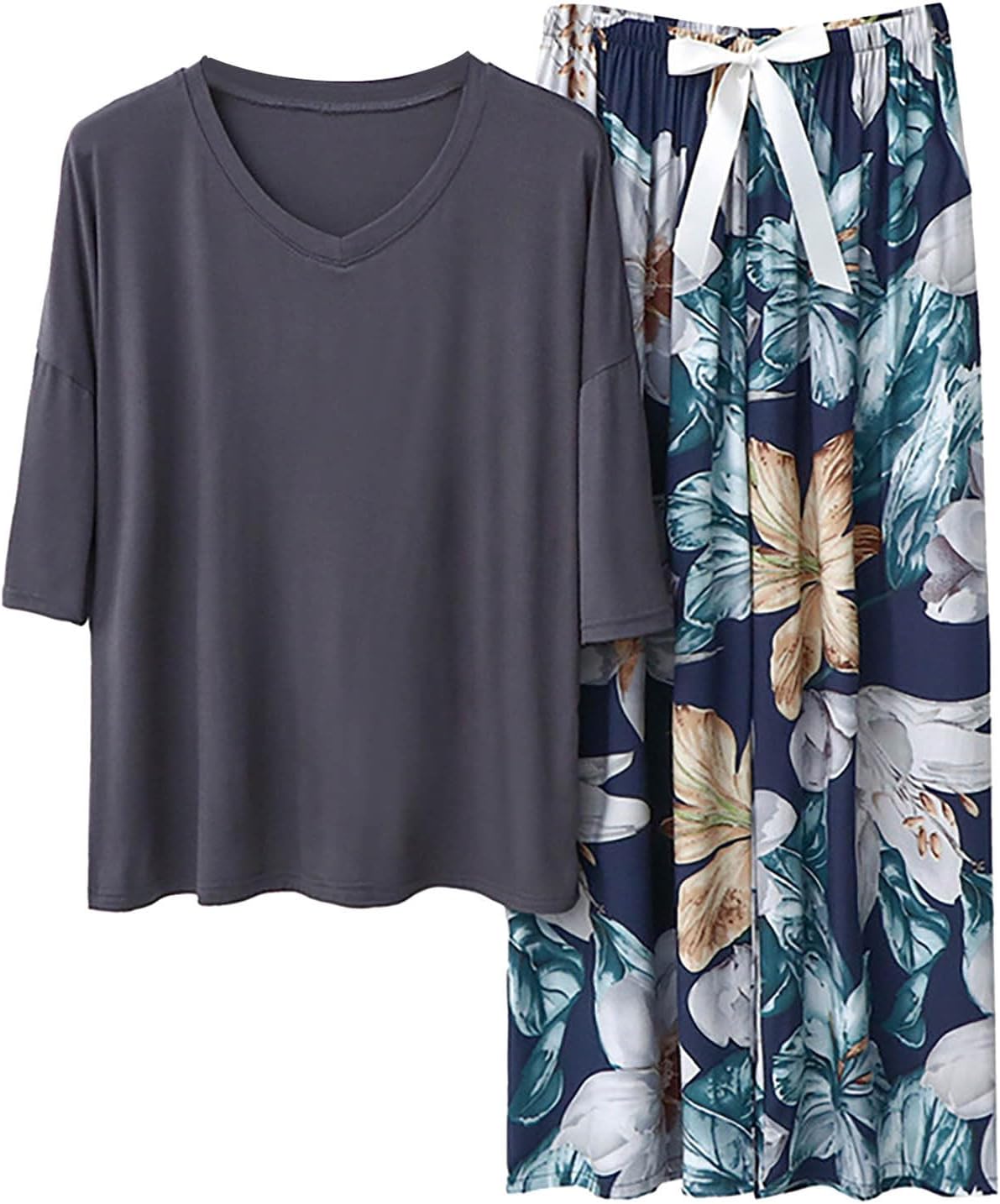 Amazon.com: Short Sleeve Pyjama Set Ladies Jersey Pyjamas Ladies Two ...