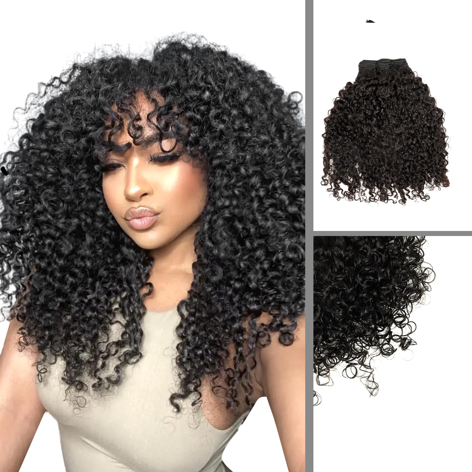 Amazon.com : Deep Curly Human Hair Bundles – Sasha Curl 16-Inch Wefts ...