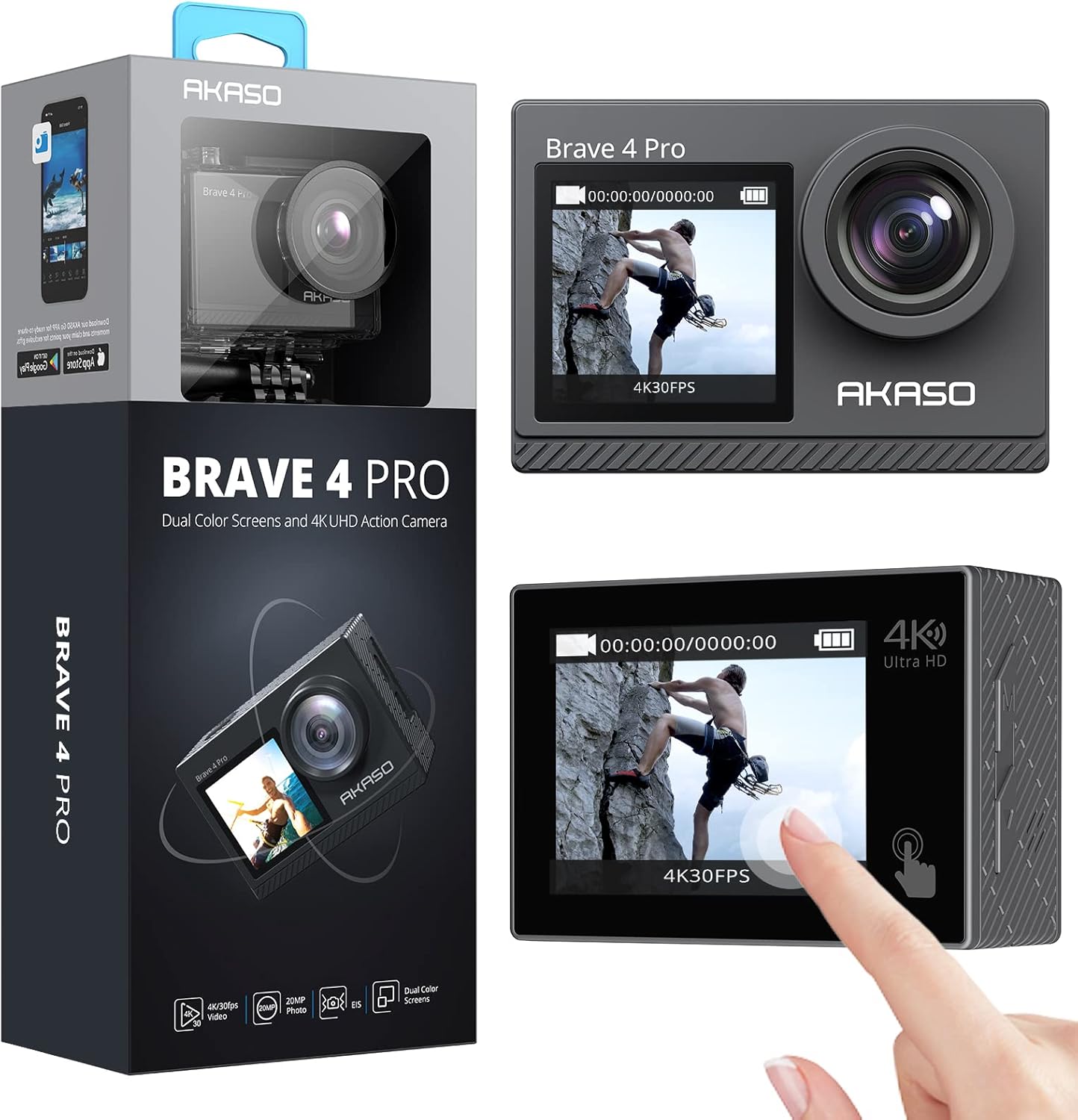 AKASO Brave 4 Pro 4K Action Camera - 131ft Waterproof Camera with Touch ...