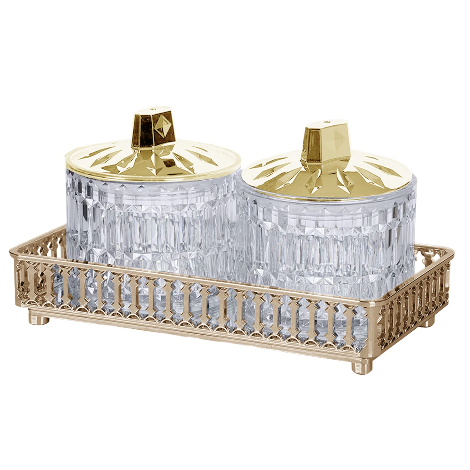 Set Of 3 Crystal Clear Plastic Diamond Cut 2 Jars | Desertcart INDIA