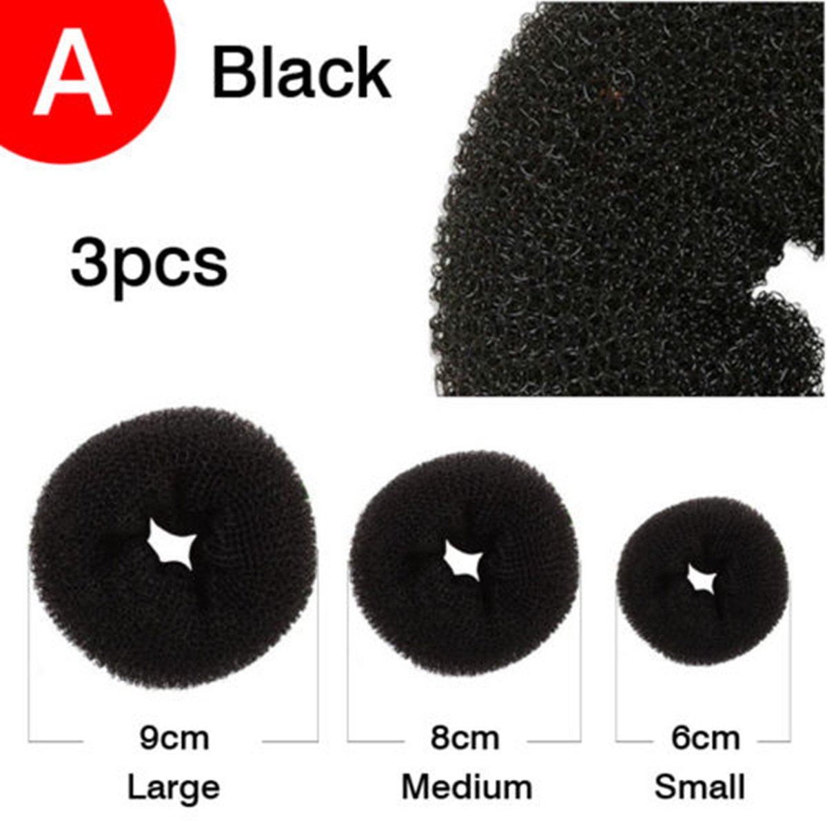 CareforYou® Hot Hair Donut-Ring-Styler für Dutt, 1 Set mit 3 Teilen (1 ...