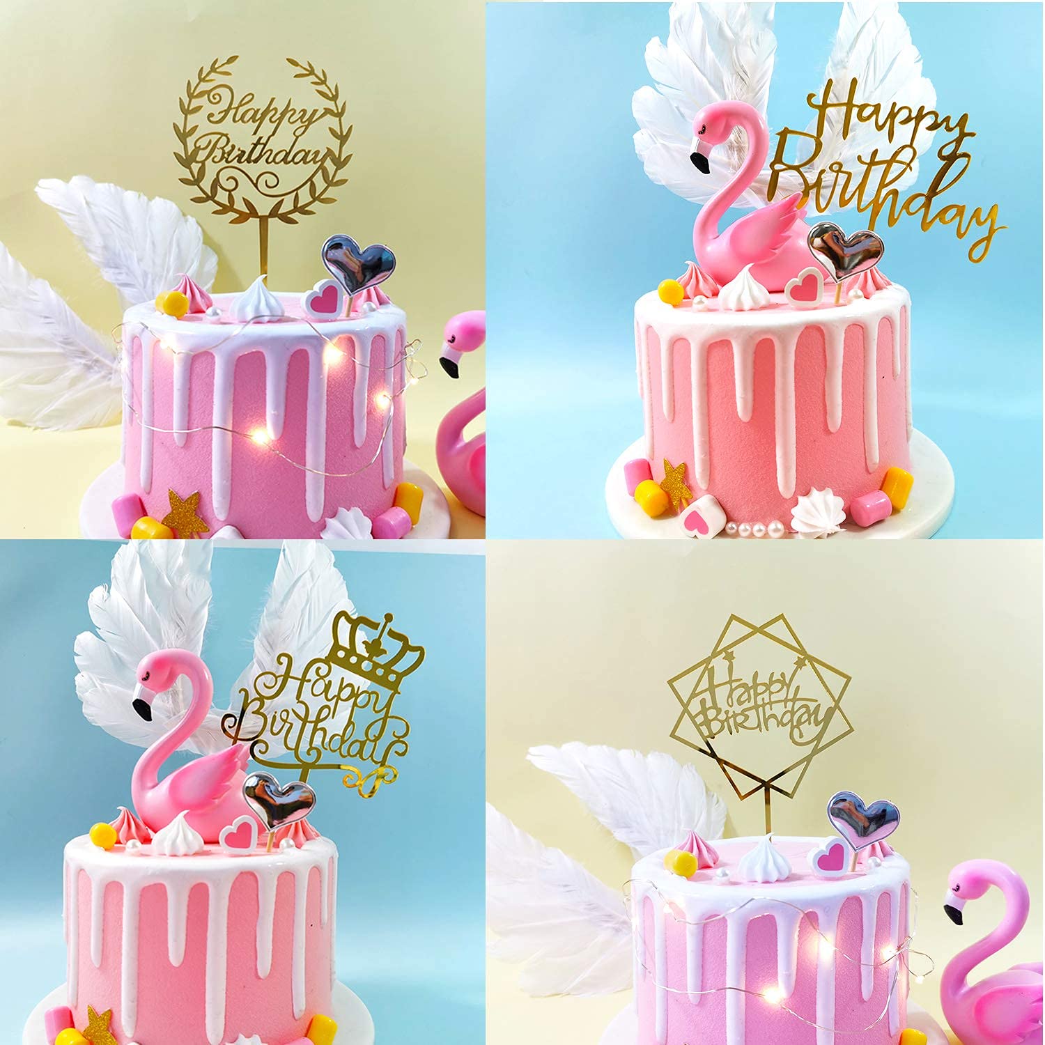 Snapklik.com : 8PCS Gold Cake Topper, Acrylic Round Happy Birthday ...