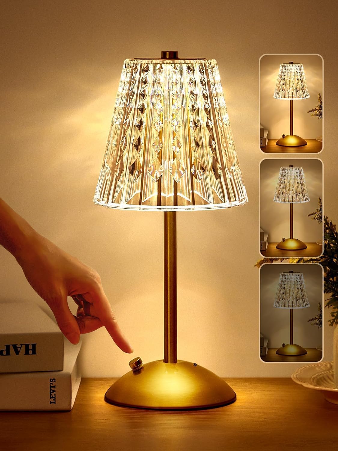 Cordless Table Lamps for Home,Table,Dining Room, Gold Rechargeable ...