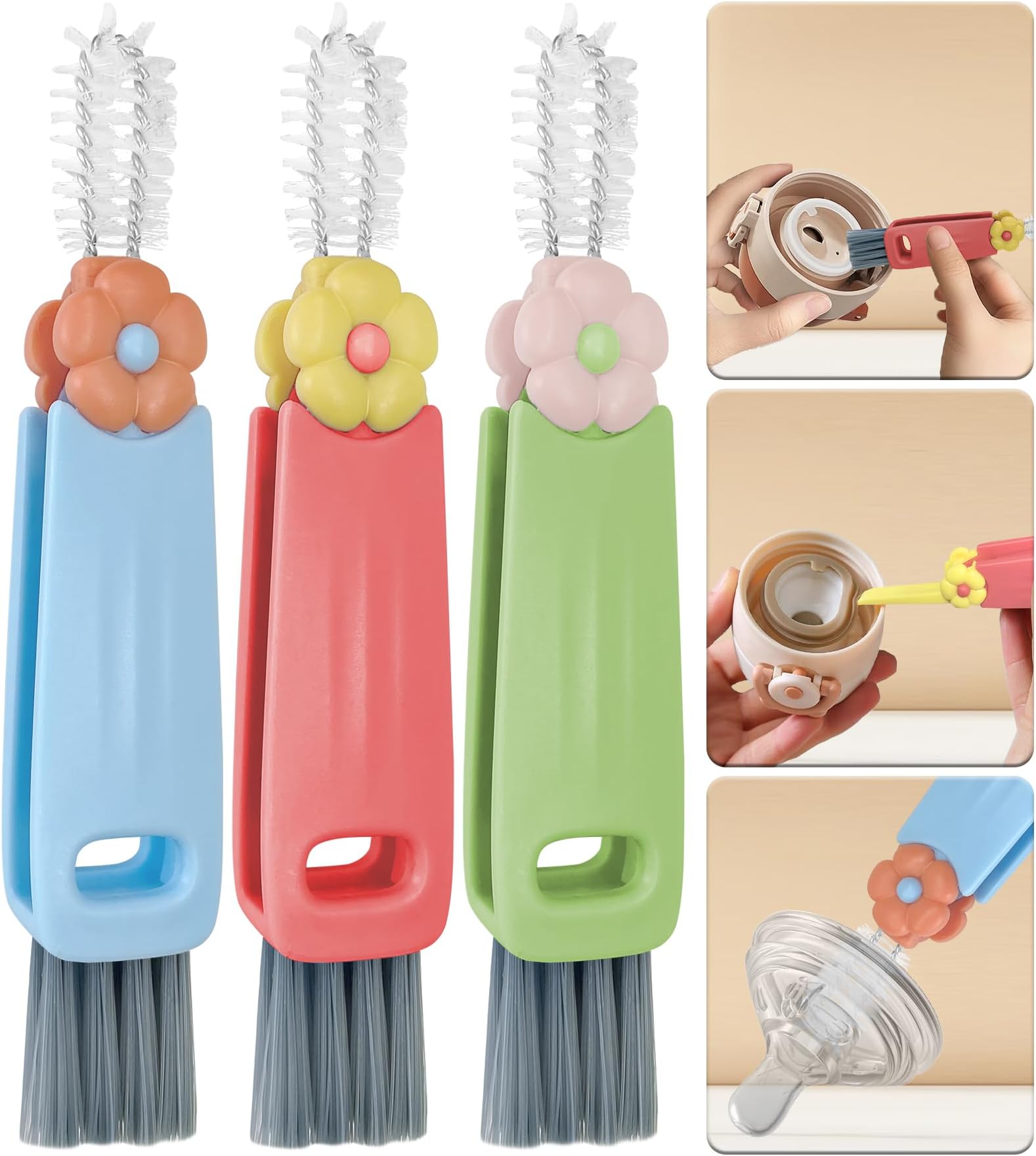 Amazon.com: 3 in 1 Cup Lid Cleaning Brush, 2024 Upgrade Cup Cleaning ...