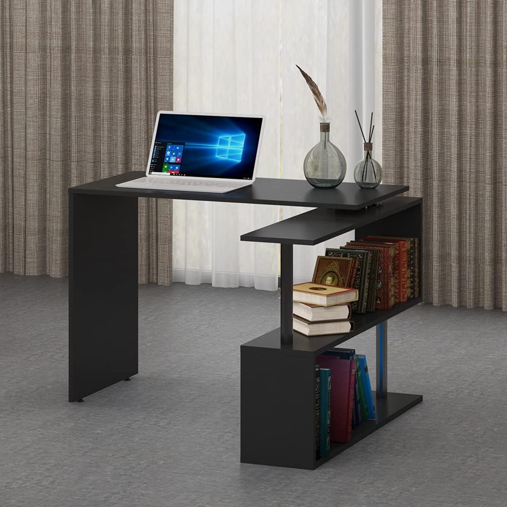 Amazon.com: Desktop Computer Desk with Hutch and Bookshelf, Modern Home ...