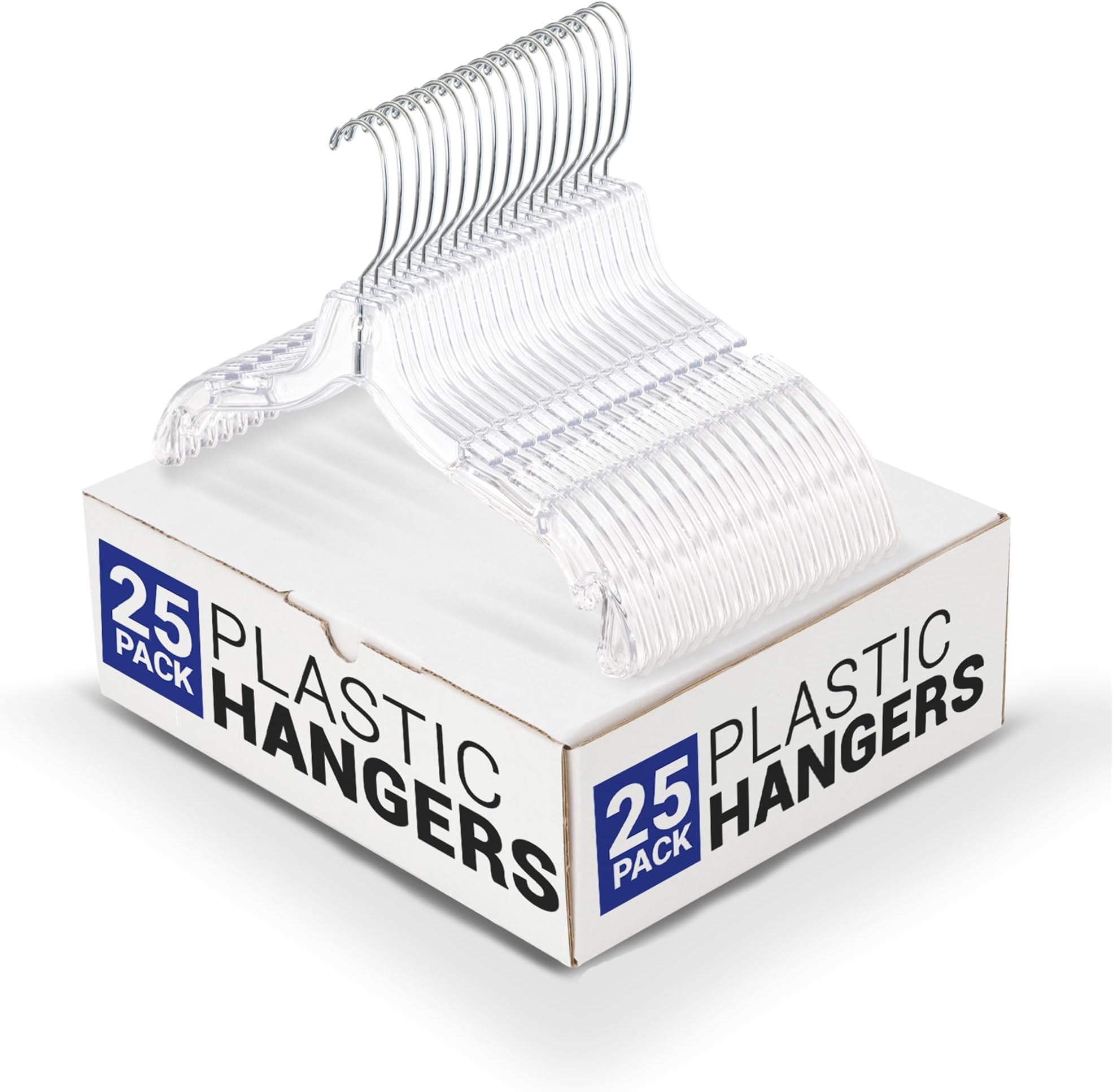 Amazon.com: 17-inch Plastic Clothes Hangers 25 Pack, Clear Hangers for ...