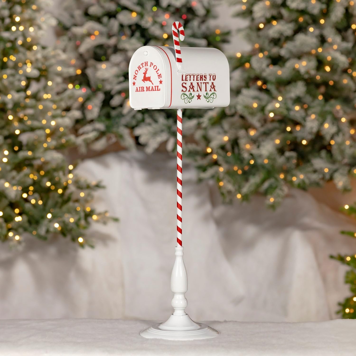 Amazon.com: 31" Tall North Pole Metal Mailbox with Candy Cane Stand ...