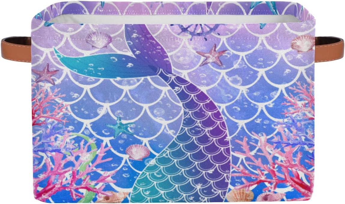Amazon.com: Mintoprints Mermaid Tail Galaxy Storage Basket Rectangular ...