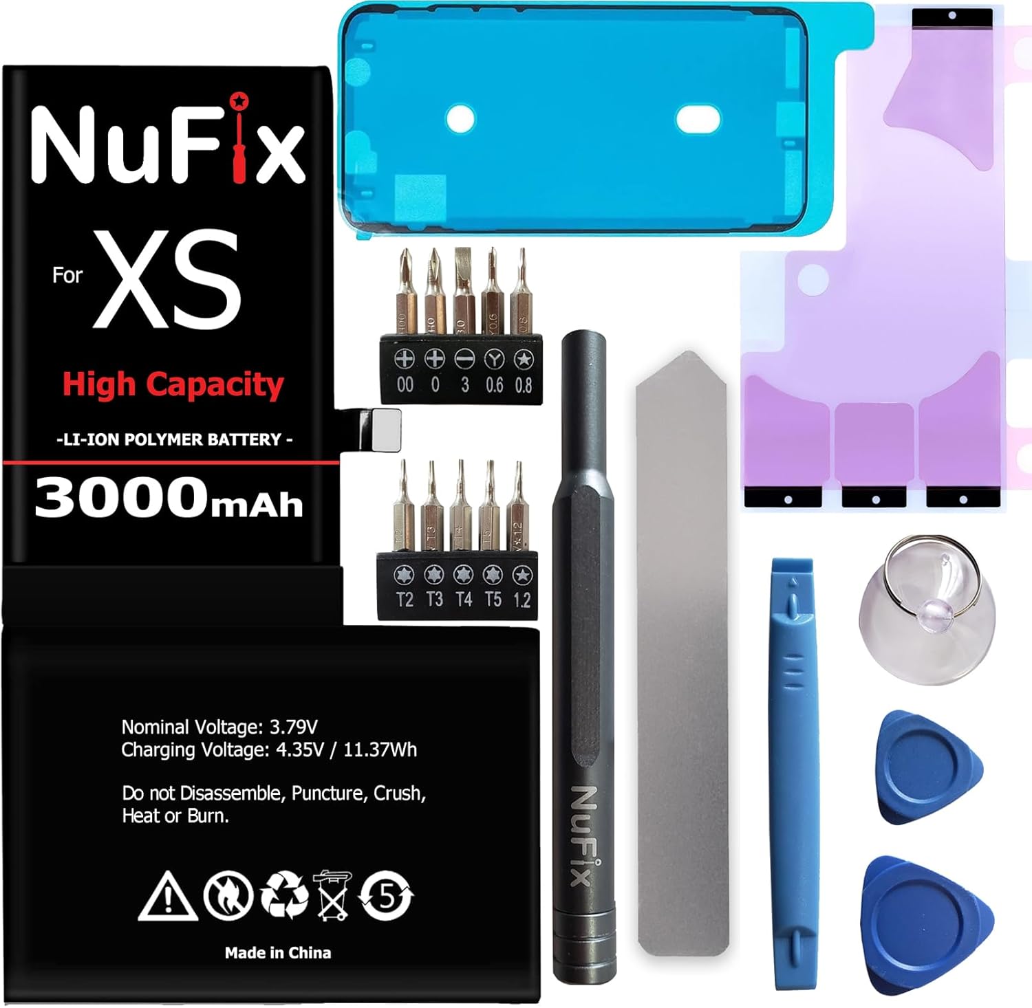 NuFix High Capacity Battery Replacement for Apple iPhone Xs 3000mAh ...