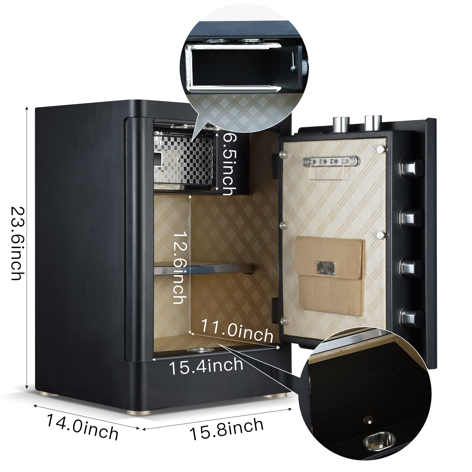 Tenamic Fireproof Fingerprint Safe Box 3.02 Cuft with Separate Lock Box ...