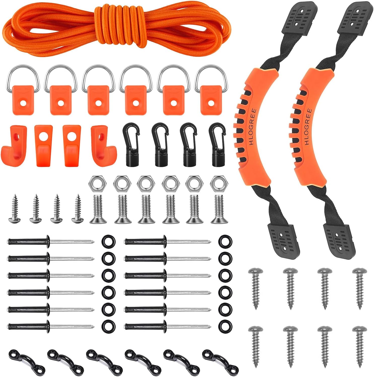 Amazon.com: HLOGREE 2 Pack Kayak Handles Orange & Kayak Deck Rigging ...