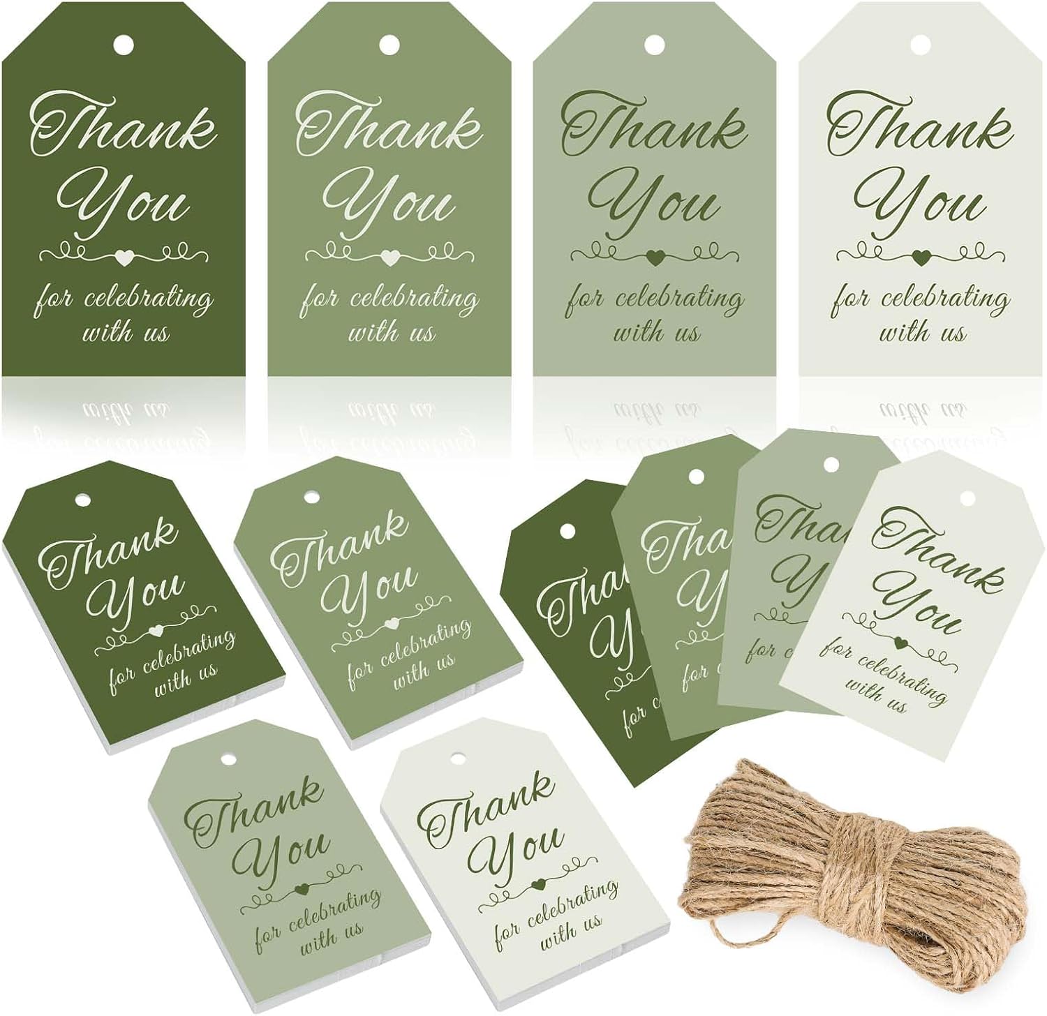 Amazon.com : JarThenaAMCS 120Pcs Sage Green Thank You Tags 4 Colors ...