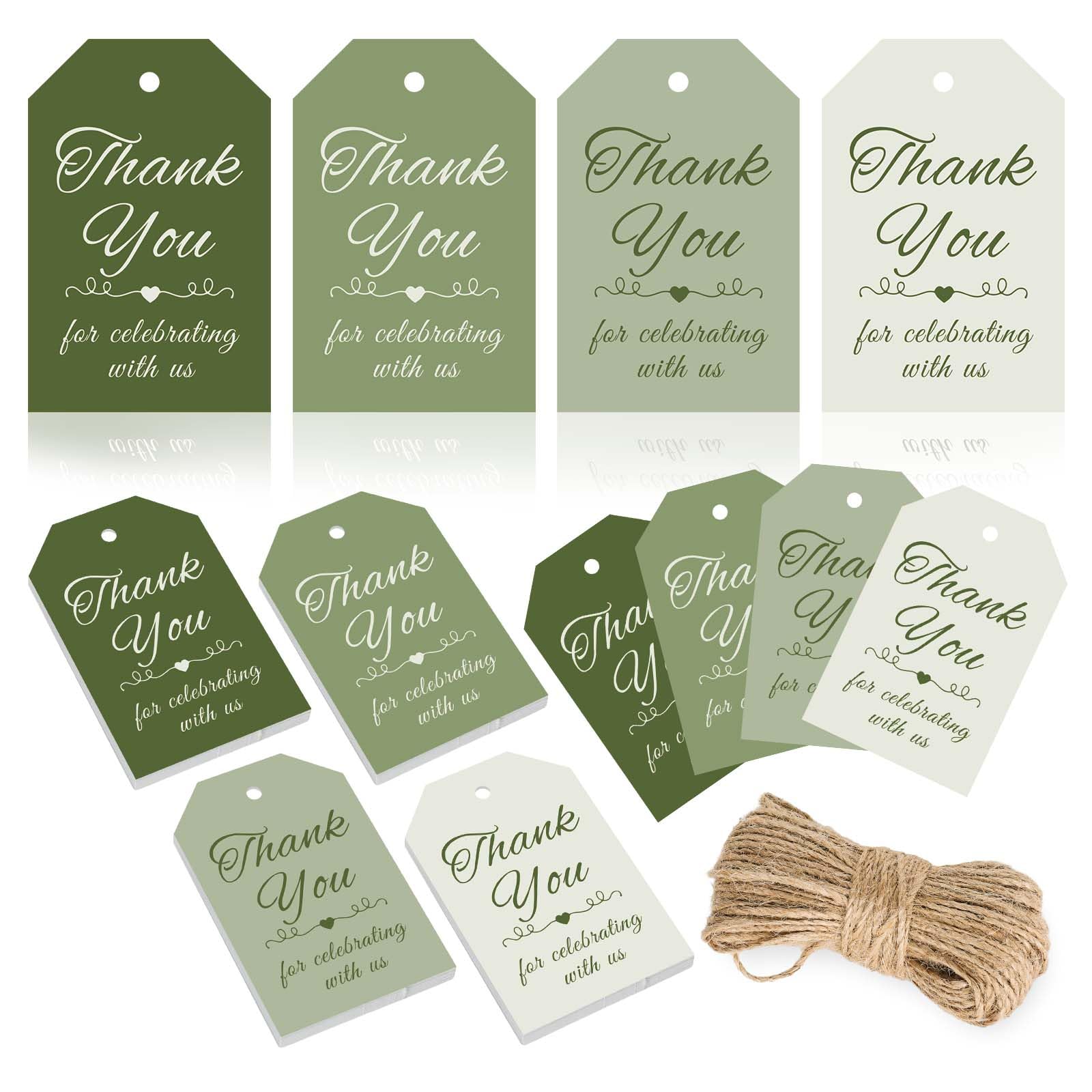 Amazon.com : JarThenaAMCS 120Pcs Sage Green Thank You Tags 4 Colors ...