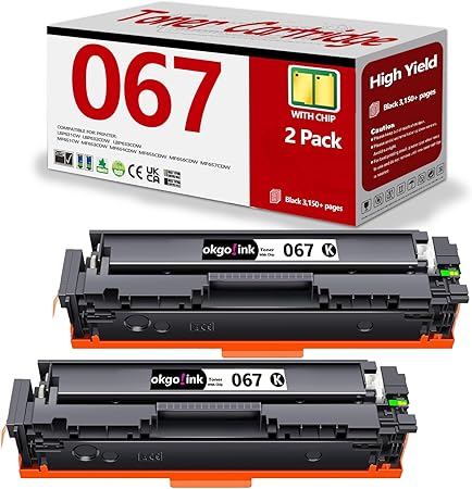 Amazon.com: 067 067H Black Toner Cartridge Set 2 Pack CRG-067 ...