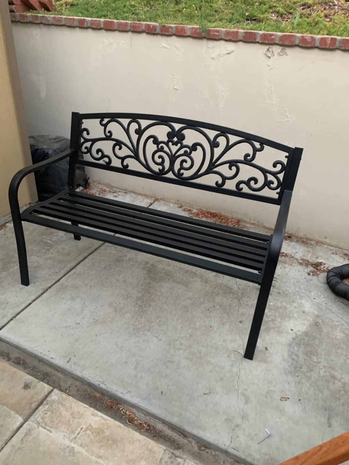 $17/mo - Finance Tangkula Outdoor Steel Garden Bench Park Bench, 50 ...