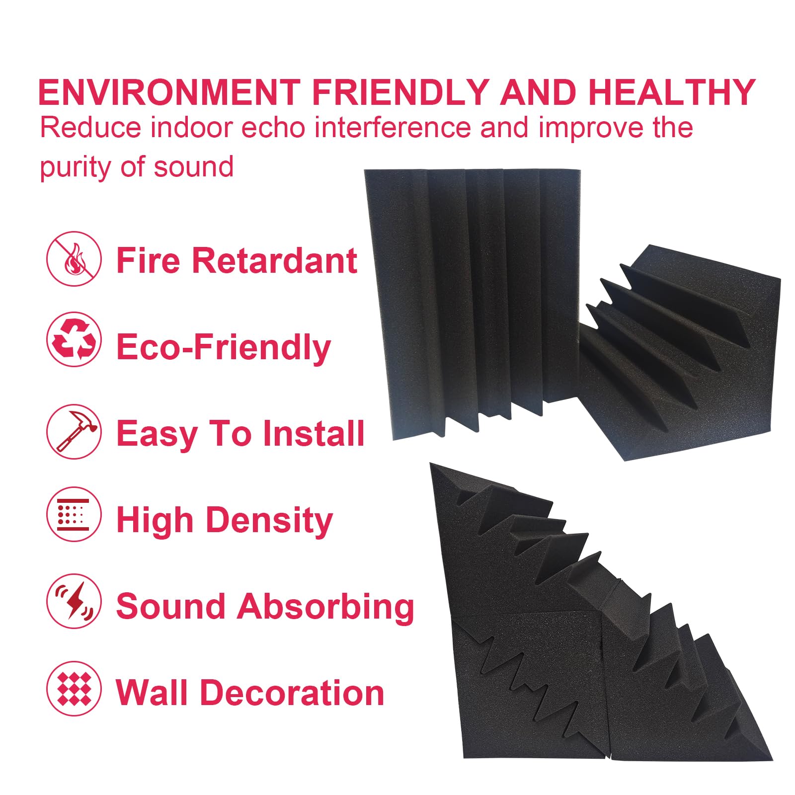 Snapklik.com : Acoustic Corner Bass Traps 8 Pack 7" X 7"x 12 ...