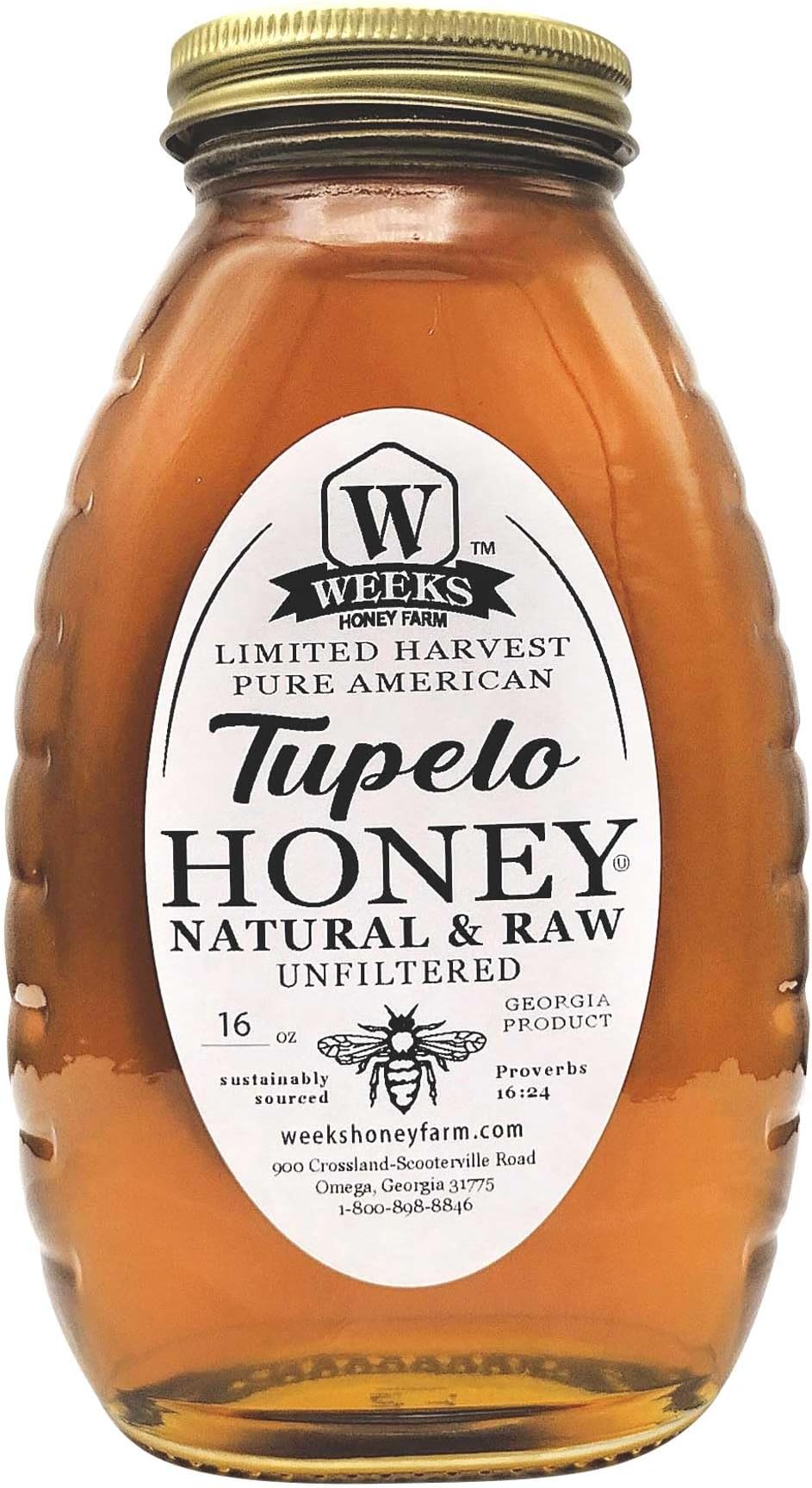 Amazon.com : Weeks Pure Raw & Unfiltered Tupelo Honey is a Georgia Grown Buttery Delicacy in a ...