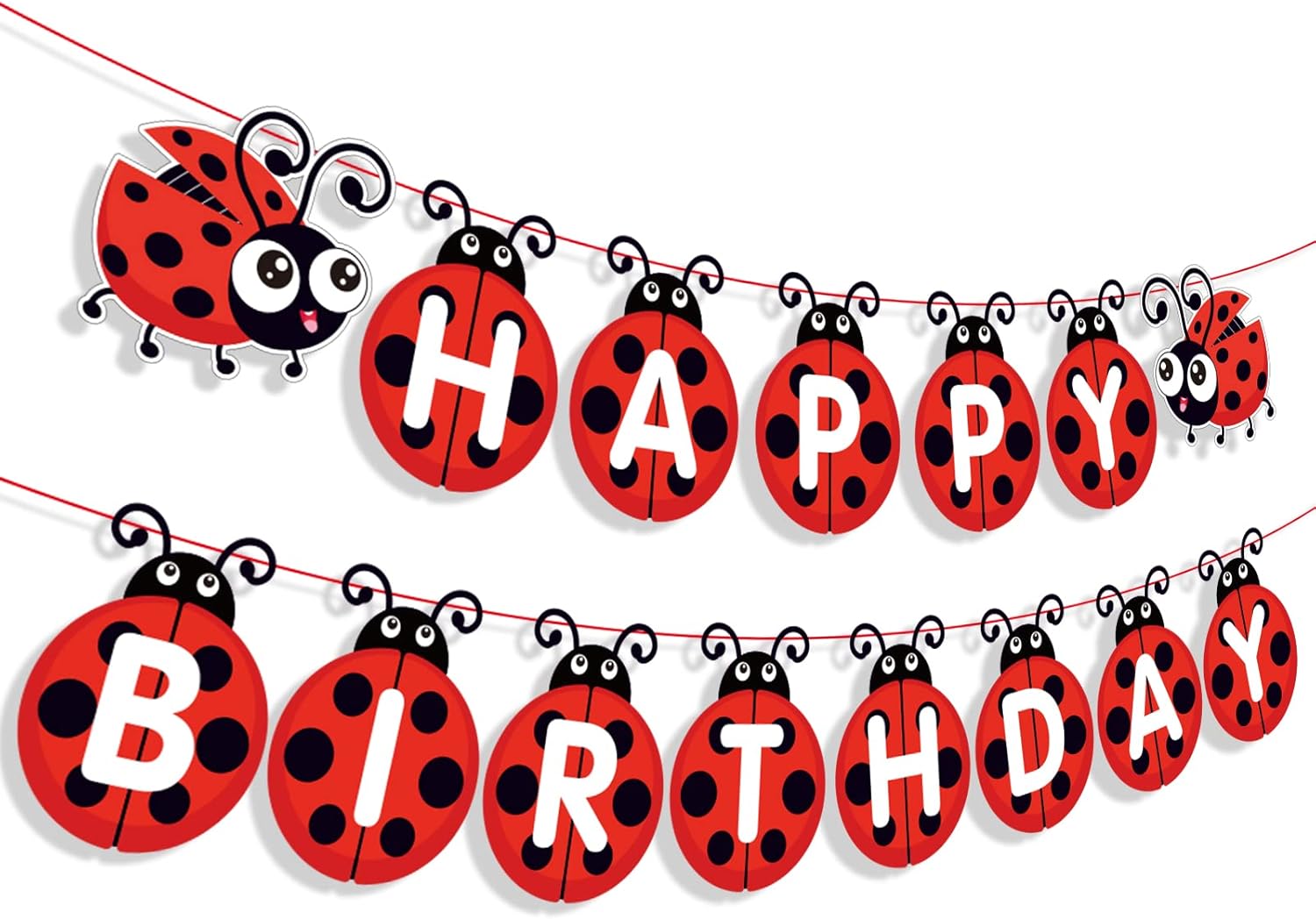 Amazon.com: Ladybug Birthday Banner Ladybug Birthday Party Supplies ...