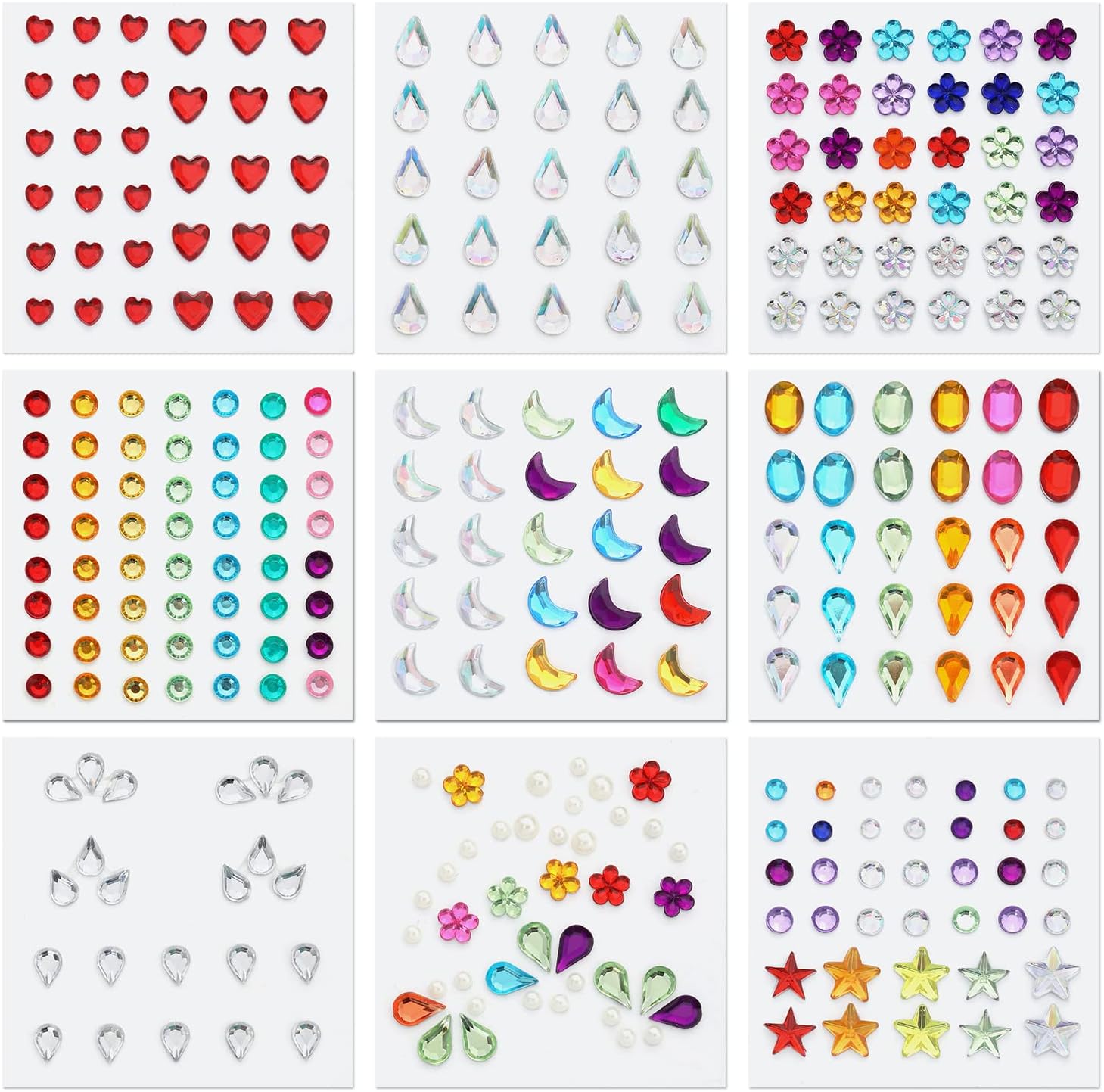 Amazon.com: 1443pcs Gem Stickers, Acrylic Jewels Stick on Self Adhesive ...