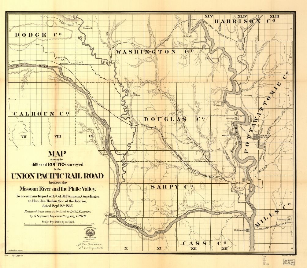 Buy Historic Prints HP 20" x 24" 1865 Showing The Different Routes ...