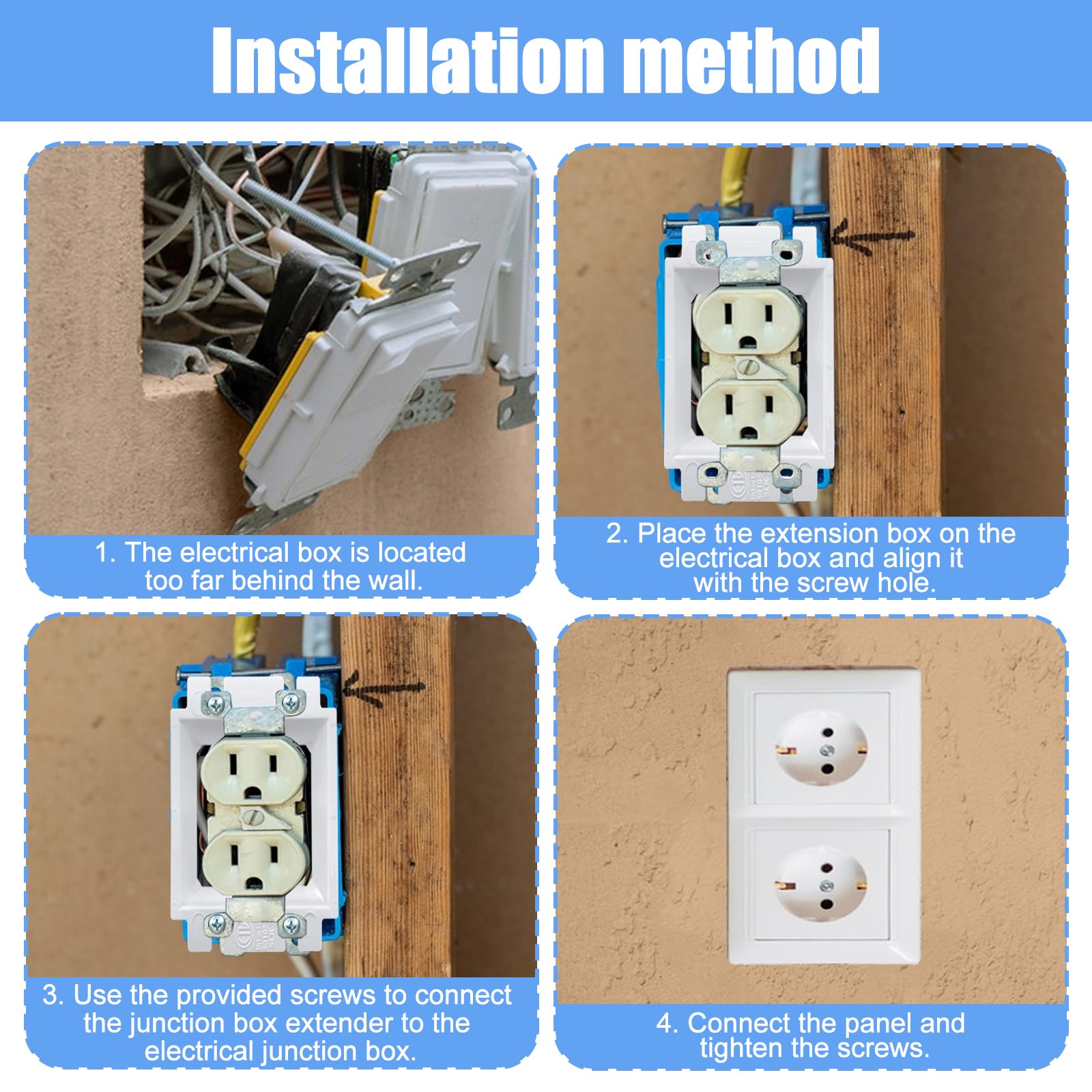 Three Gang Extension Box Switch & Outlet Deep Electrical Box Ring