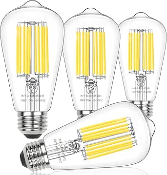Amazon | Wonninek LED電球 E26口金 エジソン電球 10W 100W形相当 電球色 2700K 高輝度1535ルーメン PSE認証済み led フィラメント電球 ...