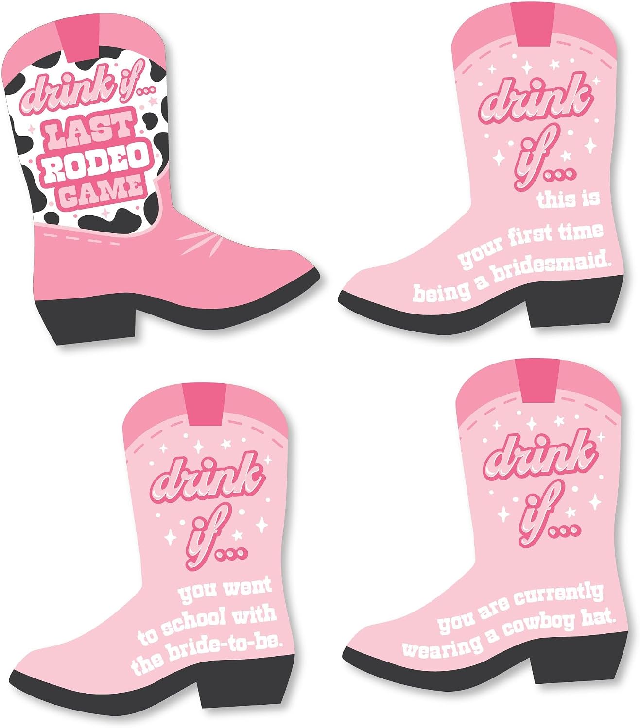 Big Dot of Happiness Western Boot Drinking Card Game Set - Pink Cowgirl ...
