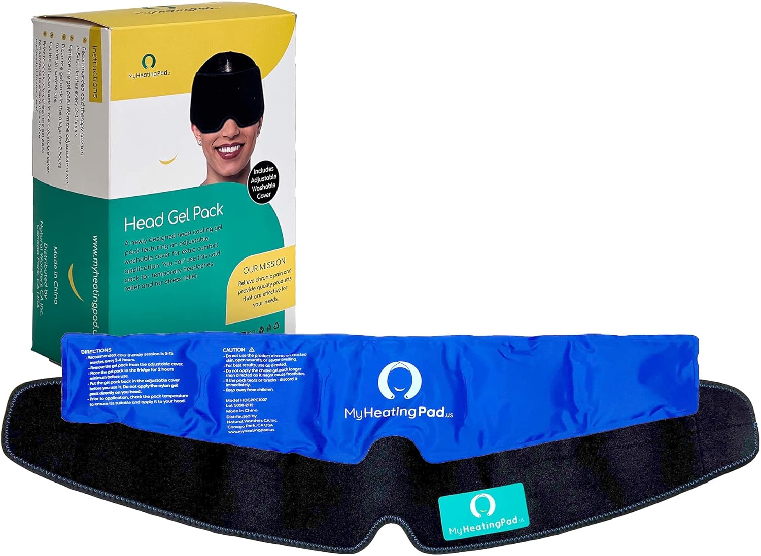 Amazon.com: Reusable Head Gel Ice Pack with Adjustable Elastic Band ...