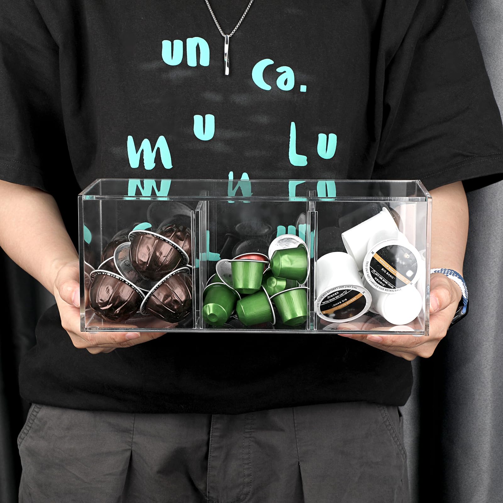 ELLDOO Coffee Pod Holder with Lid, Acrylic Coffee Pod Organizer for K ...