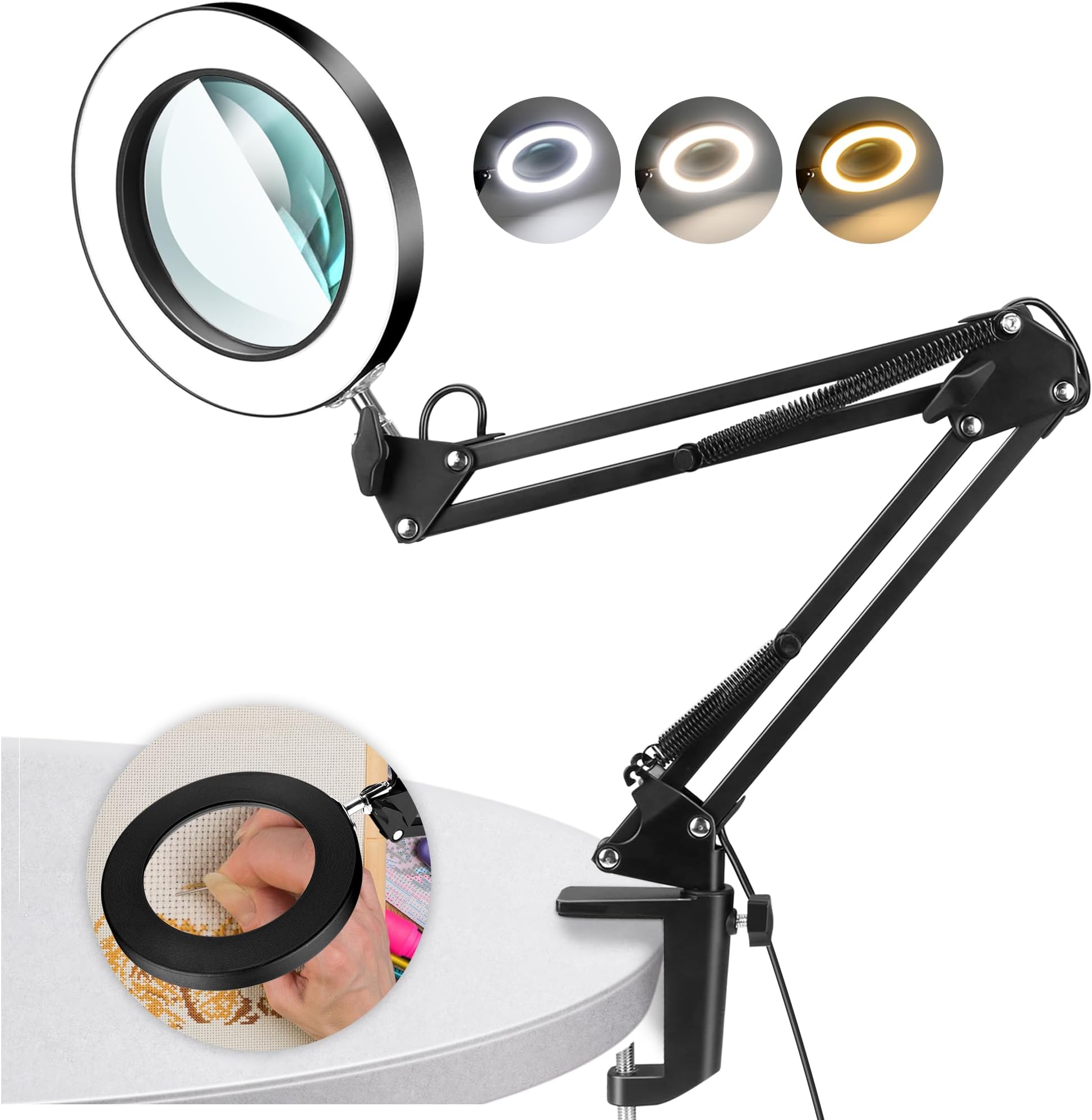 Lupe mit Licht und Ständer, Jubor 10 und 8 Fach LED Lupenleuchte mit ...