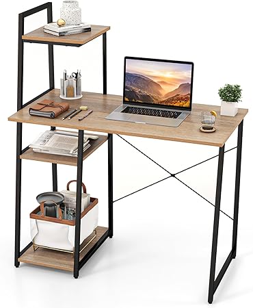 Amazon.com: Tangkula Computer Desk with Shelves, Space Saving Home ...