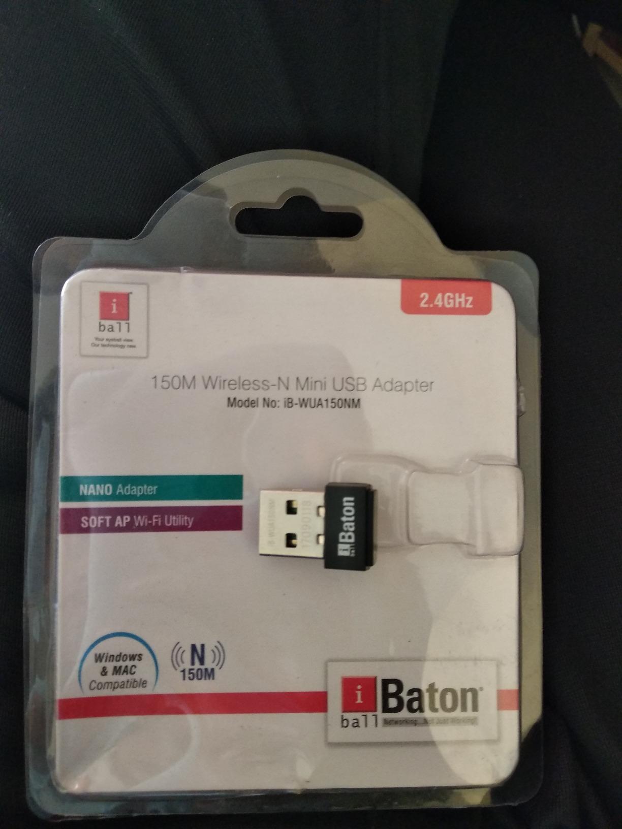 iBall Baton 150M Wireless-N Mini USB Adapter (iB-WUA 150NM),USB 2.0 ...