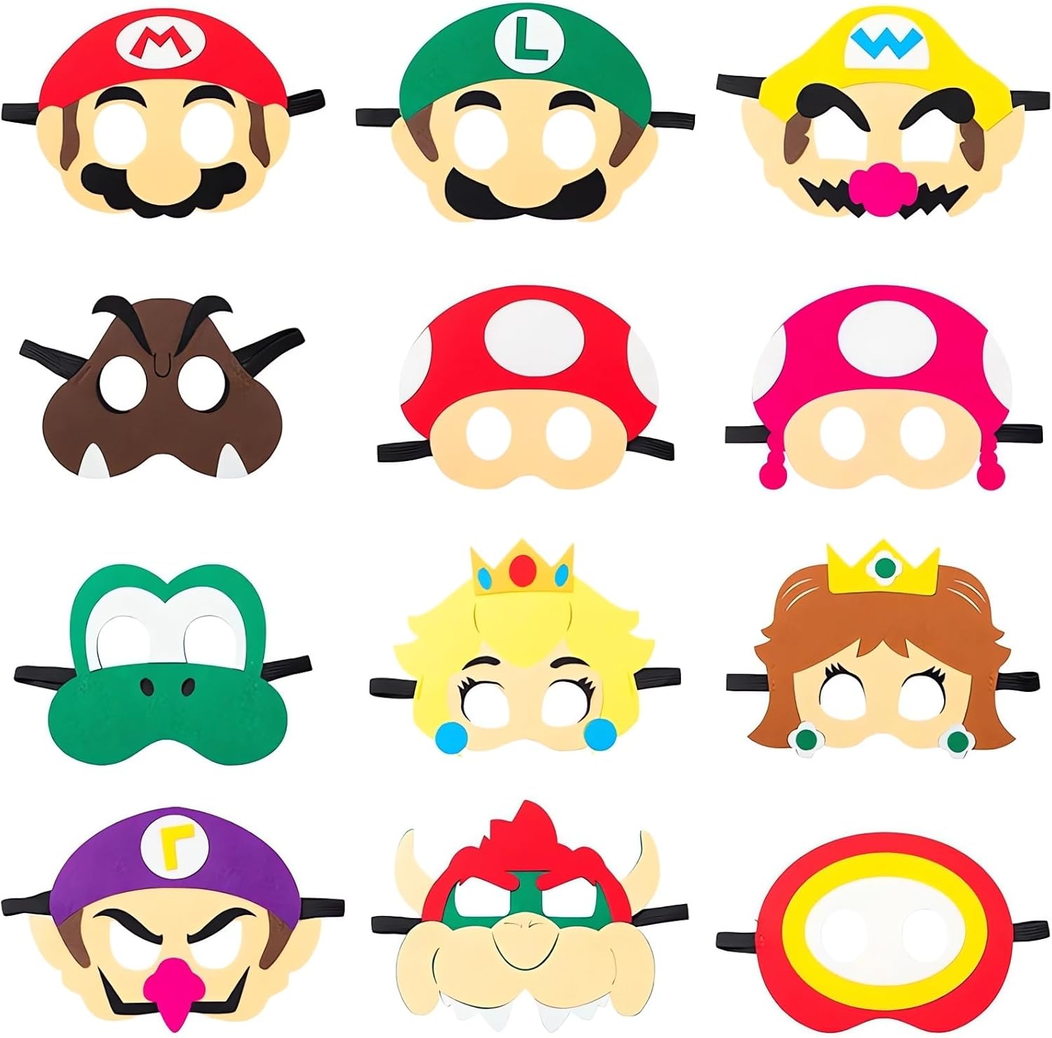 Amazon.com: Wabqqss 12 Pcs Cosplay Mario Game Themed Felt Masks ...