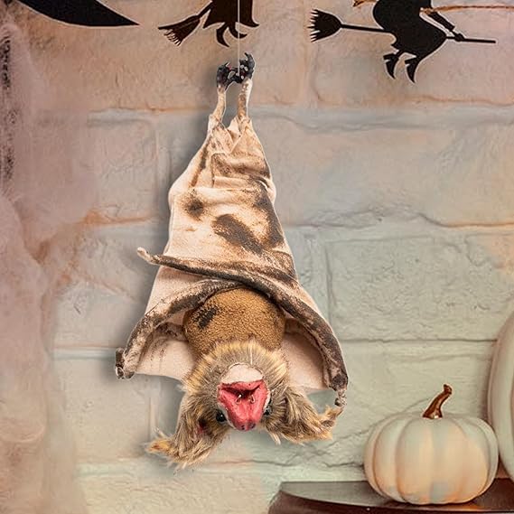 Hanging Bats,Halloween Bats, Realistic Spooky Fuzzy Upside Down Hanging ...
