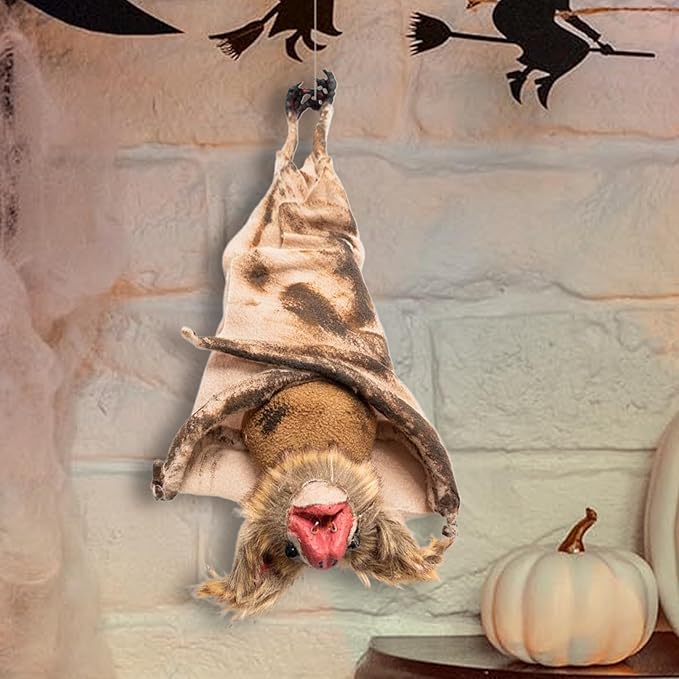Hanging Bats,Halloween Bats, Realistic Spooky Fuzzy Upside Down Hanging ...