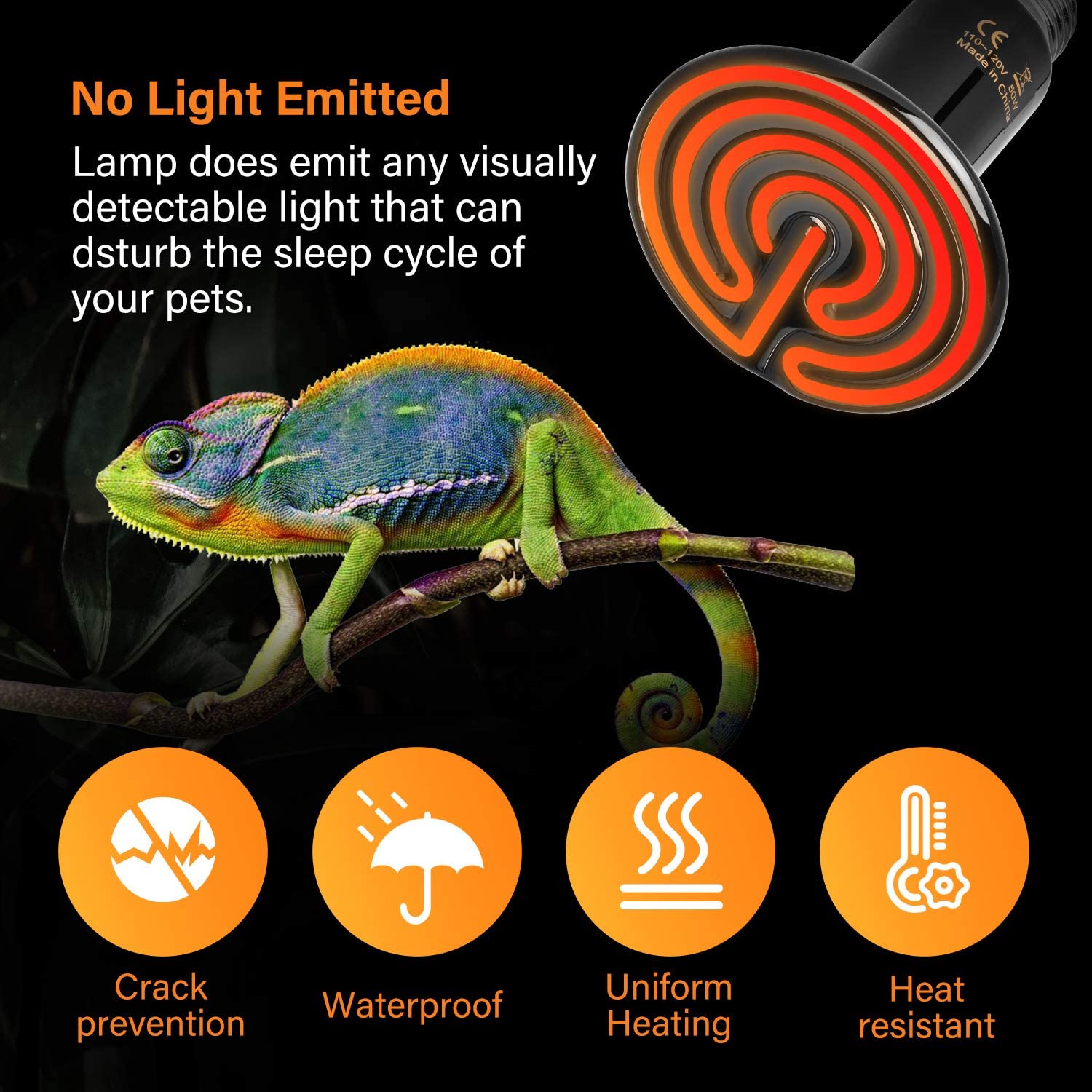 Snapklik.com : 50W Ceramic Heat Emitter Reptile Heat Lamp Bulb No Light ...