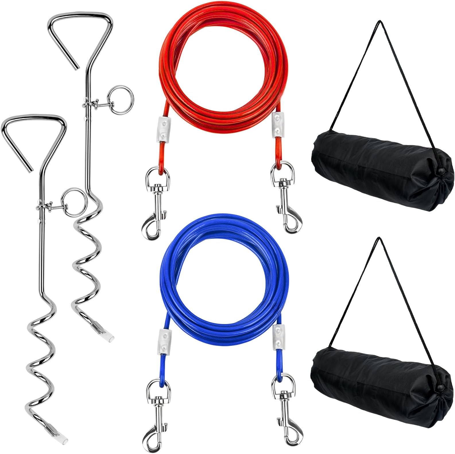 Amazon.com: 6 PCS Dog Tie Out Cable and Stake, 23FT Dog Leads for Yard ...