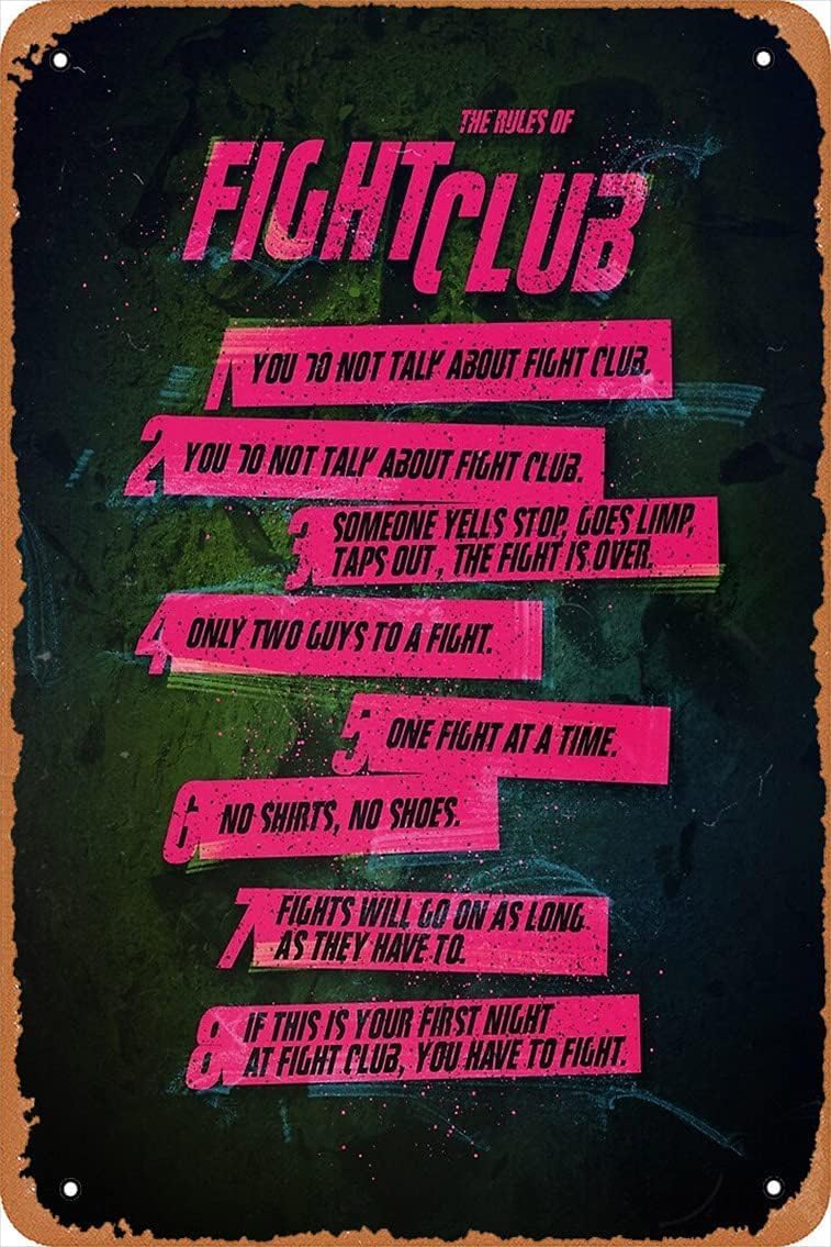 Amazon.com: GUILNRE Metal Sign - Fight Club Rules Tin Poster 12 X 8 ...