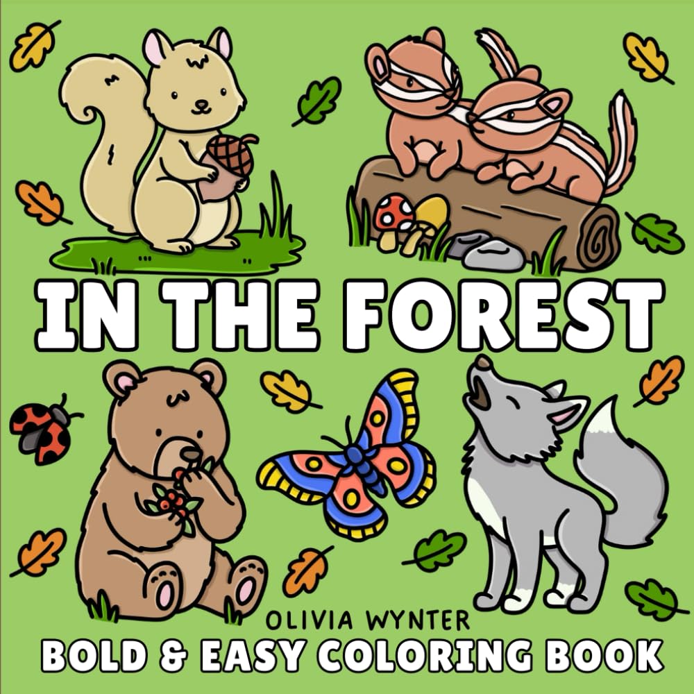 Amazon.com: In The Forest Bold and Easy Coloring Book: Simple Woodland ...