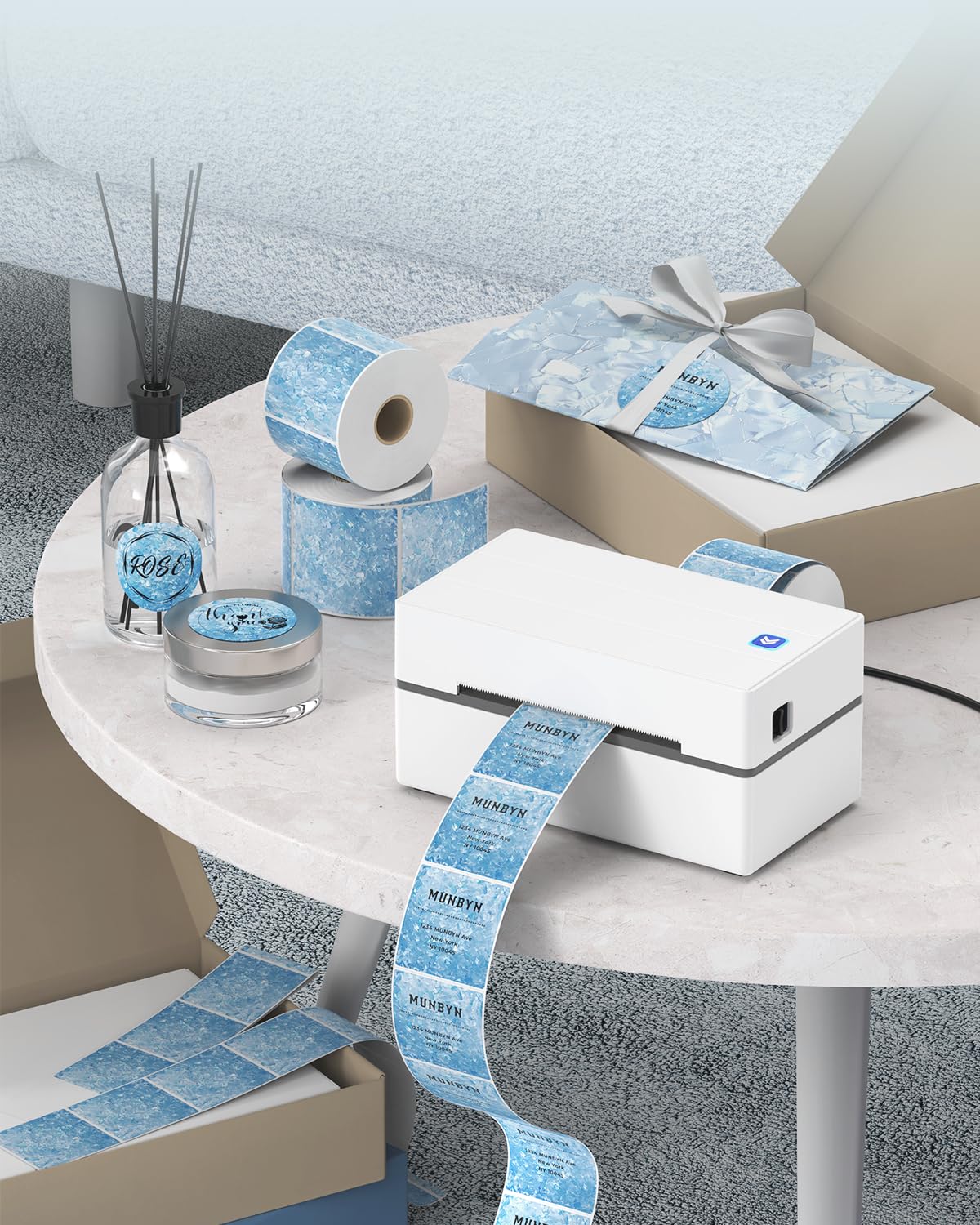 Snapklik.com : MUNBYN 2 Inch Round Blue Thermal Labels