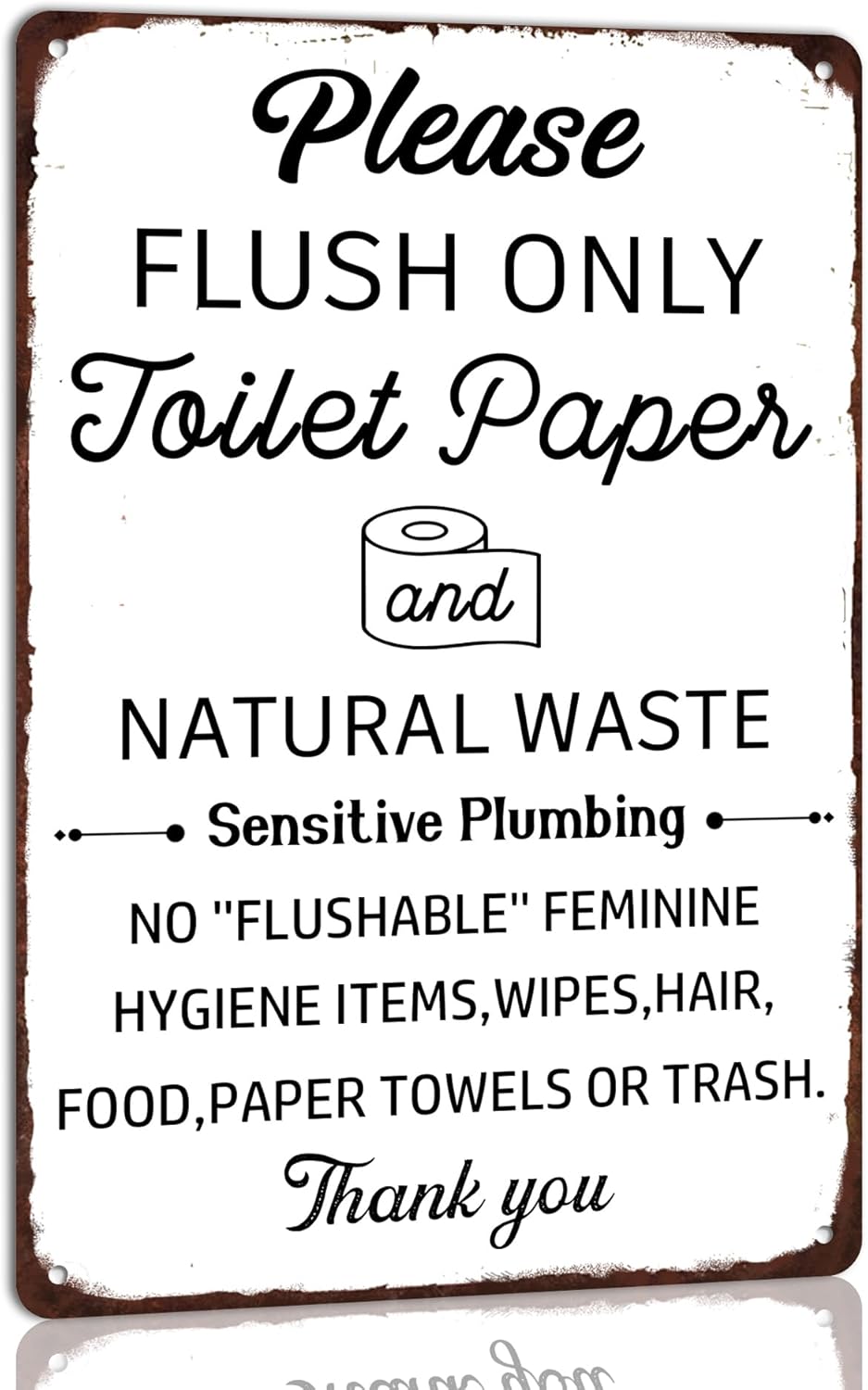 Amazon.com: Please Flush Only Toilet Paper Metal Tin Sign Bathroom Sign ...